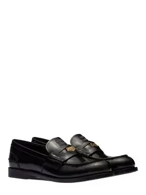 Miu Miu Brushed Leather Penny Loafers - Black