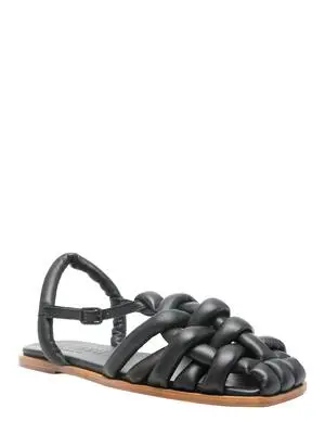 Hereu Leather Caged Sandals - Black