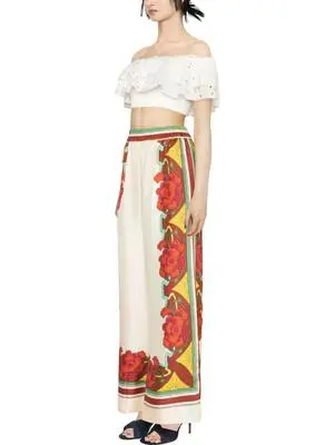 La DoubleJ Floral Print Palazzo Trousers - Neutrals