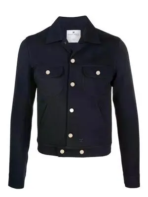 COURREGES Embroidered Logo Twill Trucker Jacket - Blue