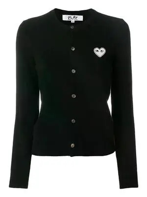 Play Comme Des Garcon Heart Logo Cardigan - Black