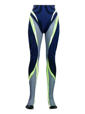PAOLINA RUSSO Panelled Ribbed Leggings Blue