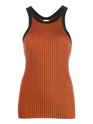 PAULA Ribbed Knit Tank Top With Contrasting Trim - Orange