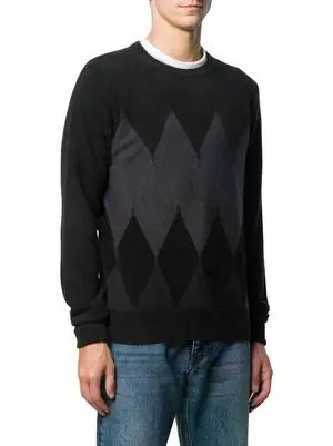 BALLANTYNE Argyle Pattern Crew Neck Sweater - Blue