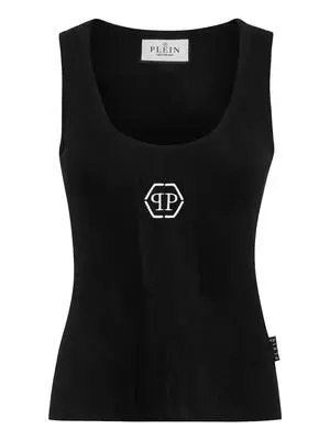 Philipp Plein Ribbed Cotton Tank Top - Black