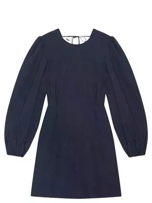 GANNI Long-sleeved Open-back Mini Dress - Blue
