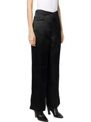 BLANCA VITA Straight-leg Satin Trousers - Black
