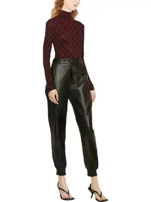 Karl Lagerfeld Tapered Leg Leather Trousers - Black