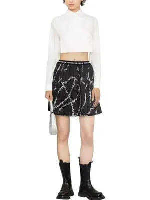 Versace Chain-link Print Pleated Jacquard Mini Skirt - Black