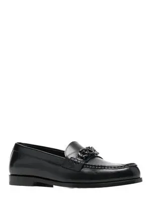 Valentino Garavani Vlogo Chain Leather Loafers - Black