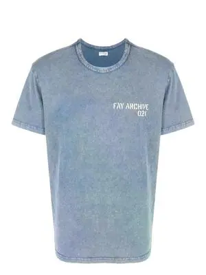 FAY Logo-print Short-sleeved T-shirt - Blue