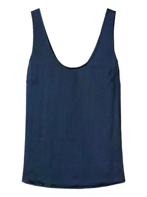 TWINSET Seersucker Satin Tank Top - Blue