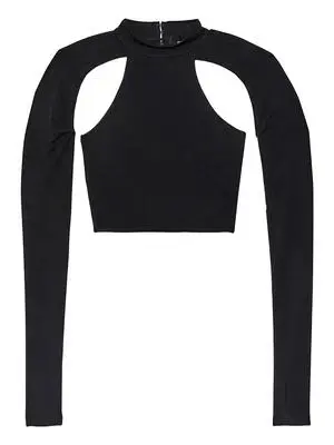 PURPLE BRAND Cut-out Cropped Top - Black