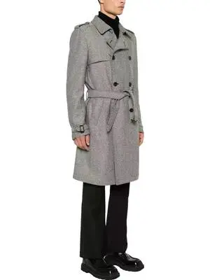 ERALDO Herringbone Virgin Wool Blend Coat - Black