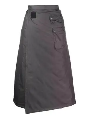 Goen.j Quilted Wrap Midi Skirt - Grey