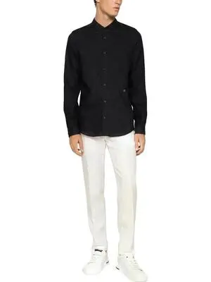 Dolce & Gabbana Logo-plaque Linen Shirt - Black