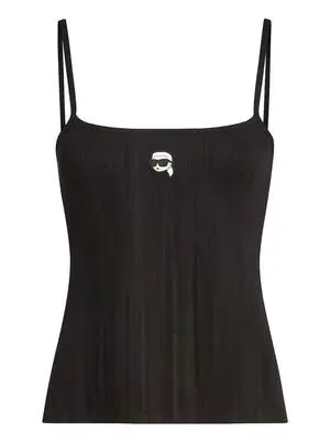 Karl Lagerfeld Karl Lagerfeld Logo Patch Spaghetti Strap Top Black