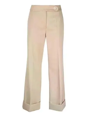 LANVIN Mid-rise Cropped Wool Trousers - Neutrals