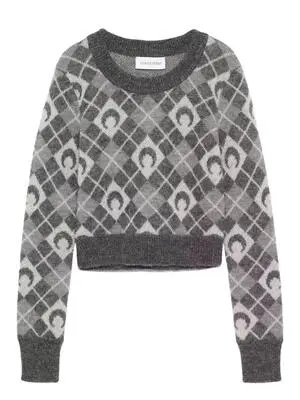MARINE SERRE Moon Argyle Knit Sweater - Grey