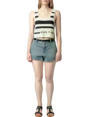 Zadig&Voltaire Cropped Crochet Tank Top - Neutrals