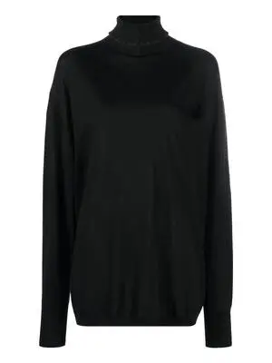 QUIRA Ribbed-knit Roll Neck Jumper - Black