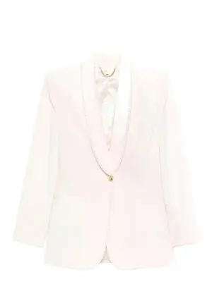 Elisabetta Franchi Contrast-stitch Crepe Blazer - Neutrals
