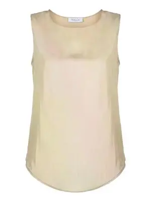 Fabiana Filippi Sleeveless Round Neck Top With Curved Hem - Neutrals