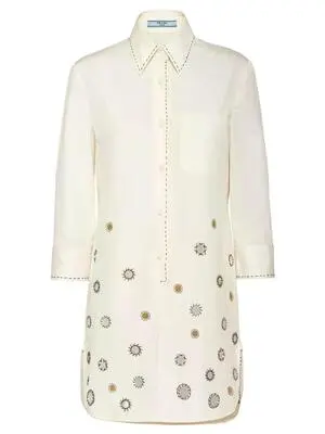 PRADA Prada Appliqué Detail Cotton Shirt Dress
