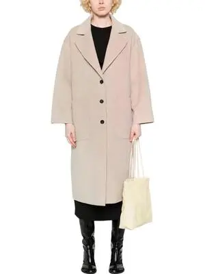 BLANCA VITA Felted Finish Coat With Notched Lapels - Neutrals