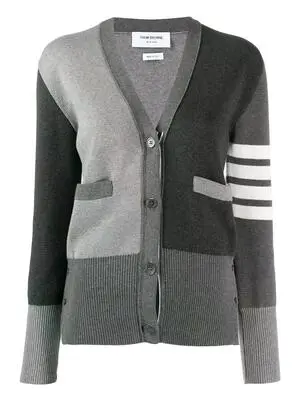 Thom Browne Funmix 4-bar V-neck Cardigan - Grey