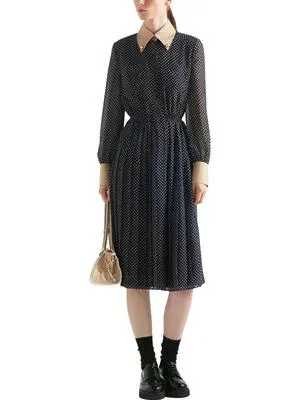 Prada Polka-dot Georgette Dress - Blue
