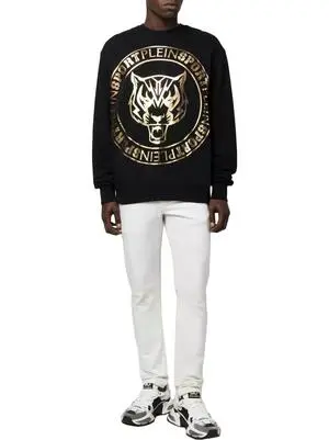 PLEIN SPORT Plein Sport Tiger Head Logo-Print Sweatshirt Black