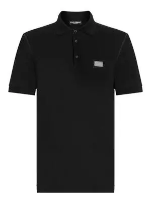 Dolce & Gabbana Logo-tag Piqué Polo Shirt - Black