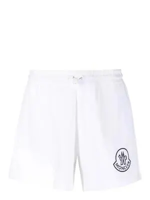 Moncler Moncler Cotton Drawstring Shorts With Logo Print White
