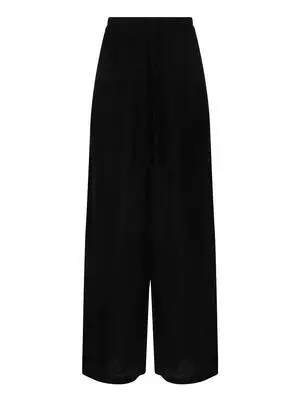 THOM KROM Chambray Linen Wide-leg Trousers - Black