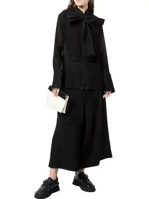 Yohji Yamamoto Pussy-bow Collar Pleated Blouse - Black