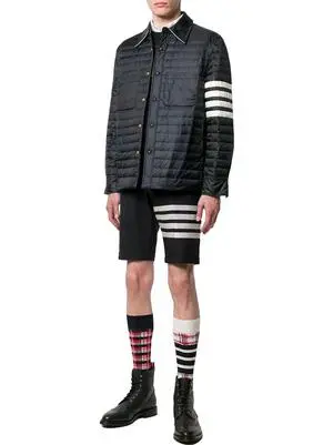 Thom Browne 4-bar Striped Wool Suiting Shorts - Blue