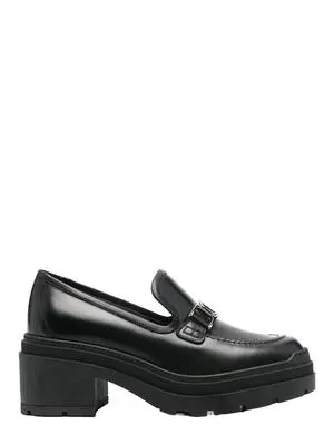 FERRAGAMO Vara Chain Leather Loafers - Black