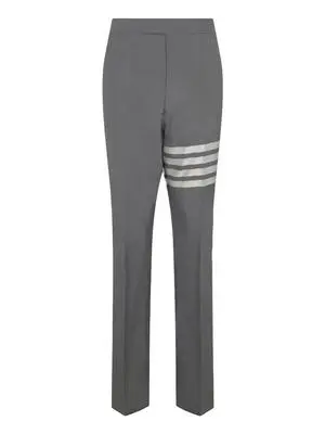 Thom Browne Thom Browne 4-Bar Striped Wool Trousers Grey