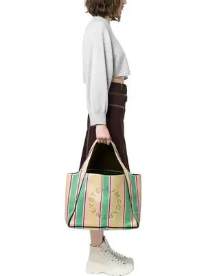 STELLA MCCARTNEY Stella McCartney Stripe-Print Raffia Tote Bag