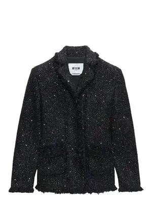 MSGM Single-breasted Bouclé Blazer - Black
