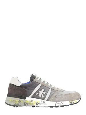 Premiata Lander Lace-up Suede And Nylon Sneakers - Grey