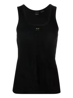 PINKO PINKO Ribbed Cotton Tank Top With Embroidered Logo