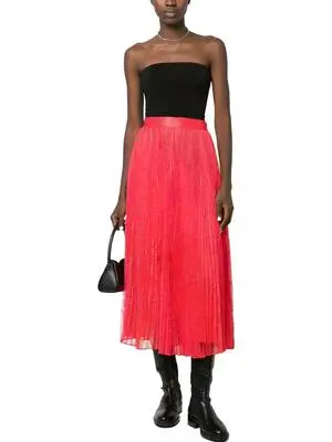 TWINSET Lace-trim Pleated Skirt - Red