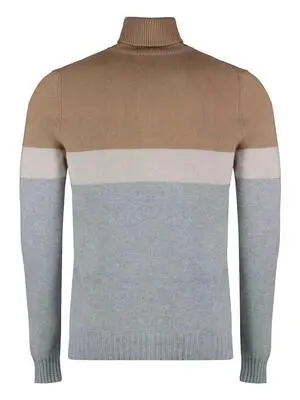Malo Argyle Roll Neck Sweater - Neutrals