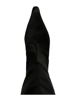 Alexander Wang Viola Feather-trim Satin Knee-high Boots - Black