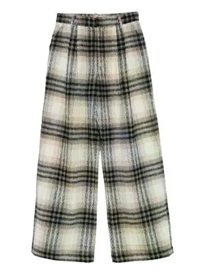 B+AB Check Tucked Wide-leg Trousers - Neutrals