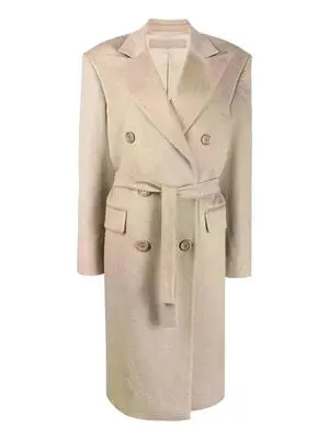 ALMAZ Double-breasted Belted Cashmere Coat - Neutrals