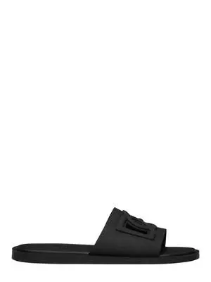 Dolce & Gabbana Logo Embossed Open-toe Slides - Black