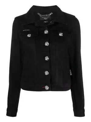 Philipp Plein Logo Plaque Denim Jacket - Black